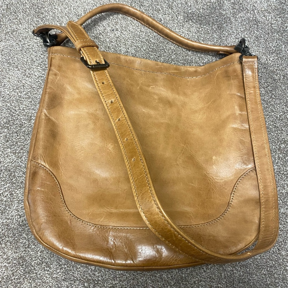 Beige Frye Melissa Leather Hobo Bag - Gem